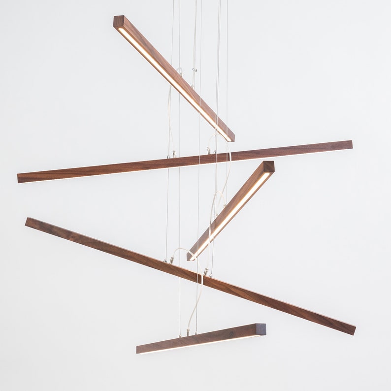 Wooden Linear Chandelier-cascade-designer Lighting Modern - Etsy