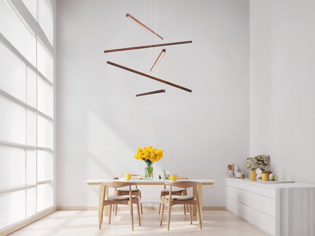 Wooden Linear Chandelier-cascade-designer Lighting, Modern, Loft, LED ...