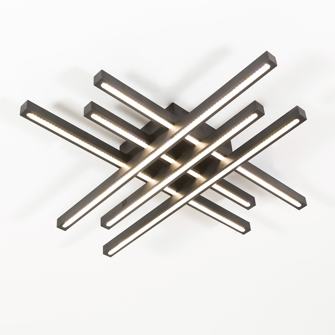 Wooden Ceiling Stick Light EQUIE, Wooden Hashtag Light, Loft Hallwas ...