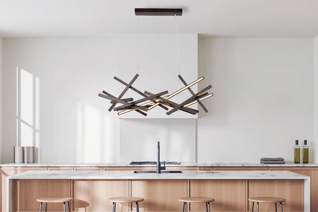 Infinity XS Wood Chandelier – Small Modern Pendant Light for Kitchen or ...