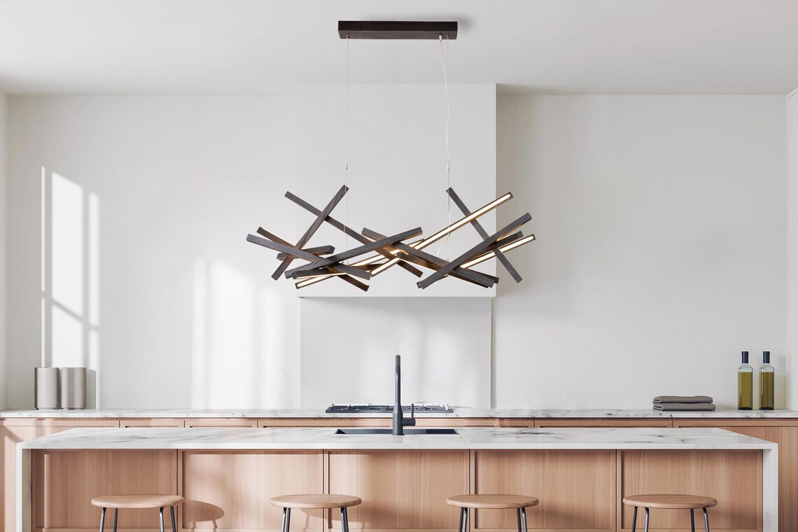 Infinity XS Wood Chandelier – Small Modern Pendant Light for Kitchen or ...