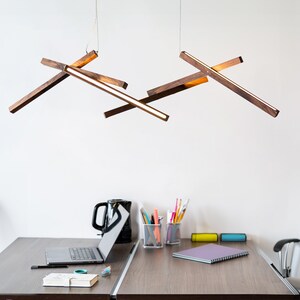 Small Modern Abstract Industrial Wood Chandelier DNA-S Wooden Light ...