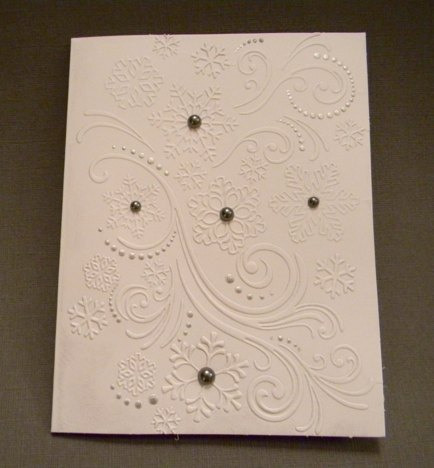 Set of 12 Embossed Snowflake Swirls Handmade Winter Card - Etsy España