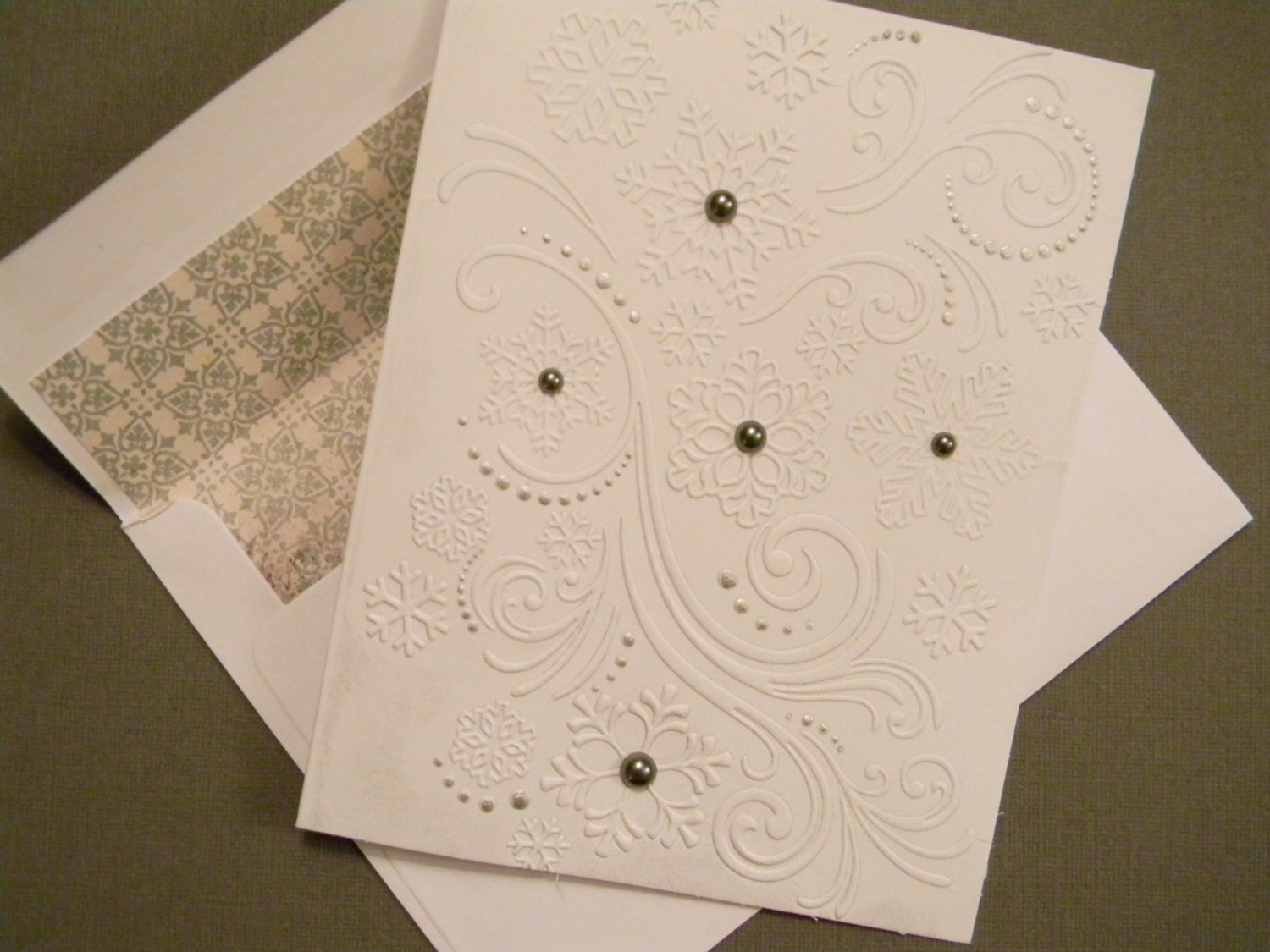 Set of 12 Embossed Snowflake Swirls Handmade Winter Card | Etsy