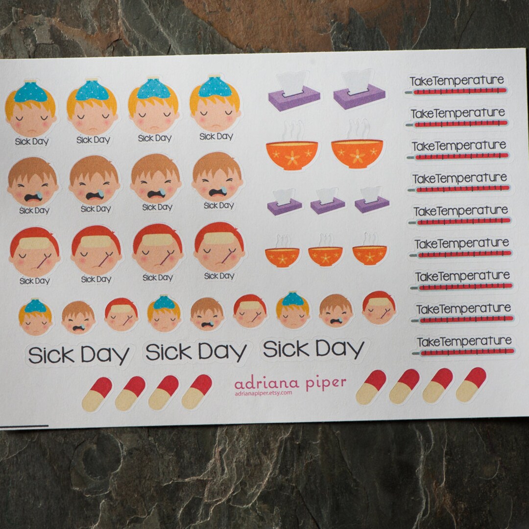 Sick Day Stickers for Erin Condren Life Planner, Plum Paper Planner ...