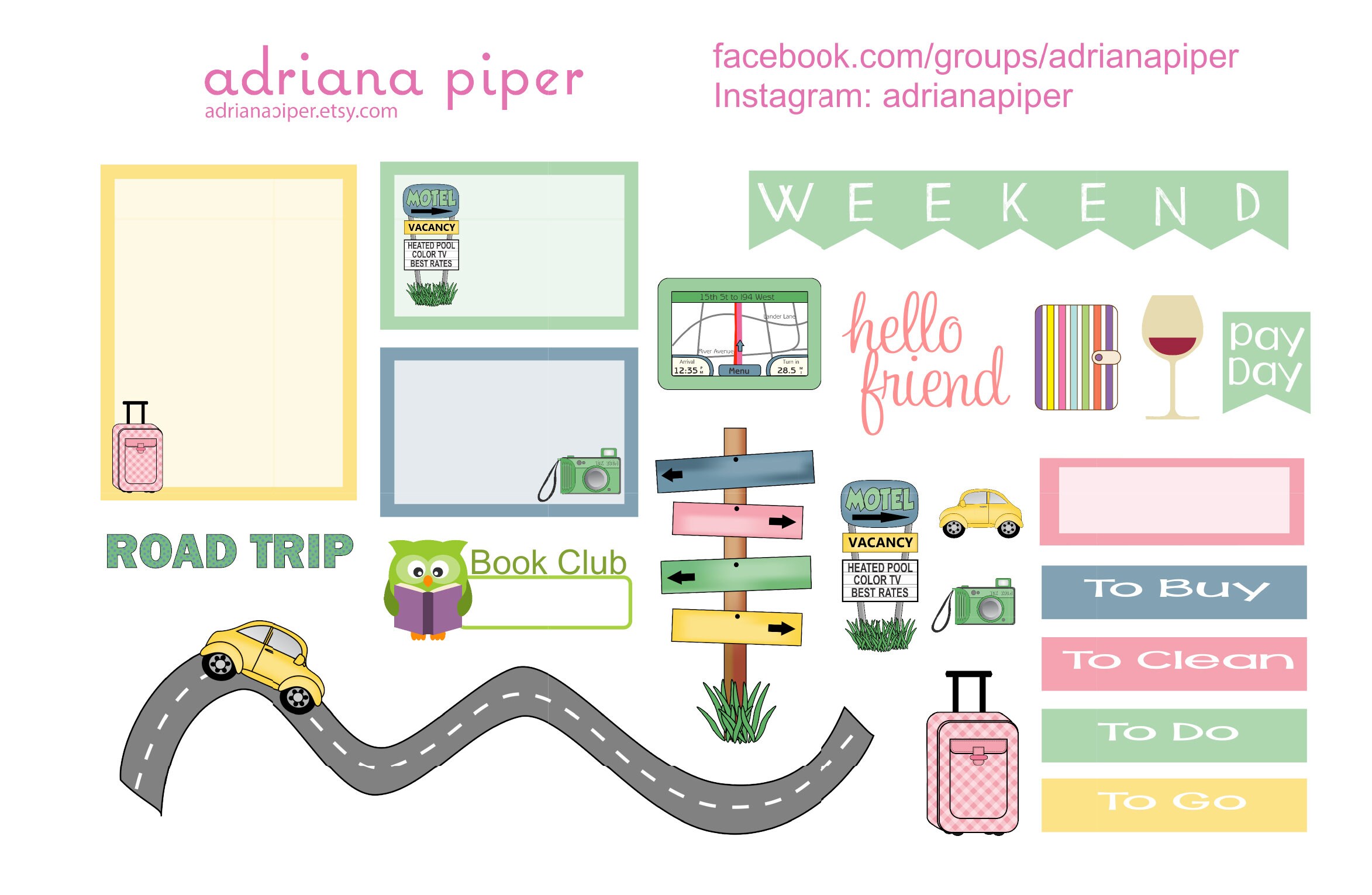 Girls Weekend Road Trip Stickers for Erin Condren Life - Etsy