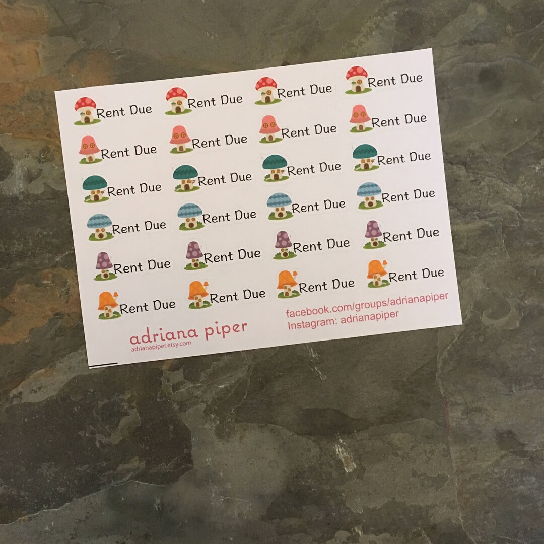 Rent or Mortgage Due Stickers for Erin Condren Life Planner, Plum Paper ...