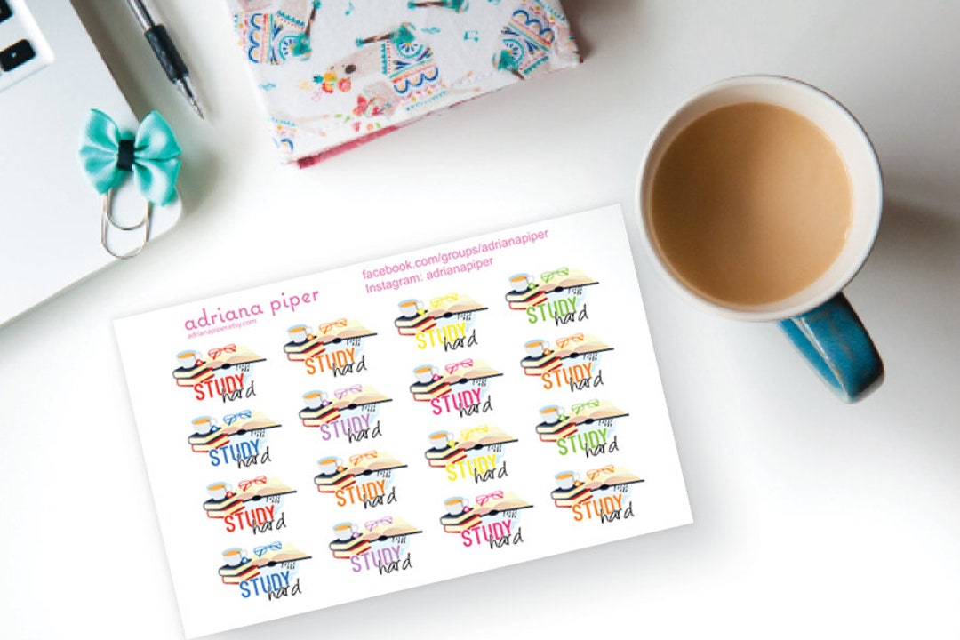 Study Hard Stickers for Erin Condren Life Planner, Plum Paper Planner ...