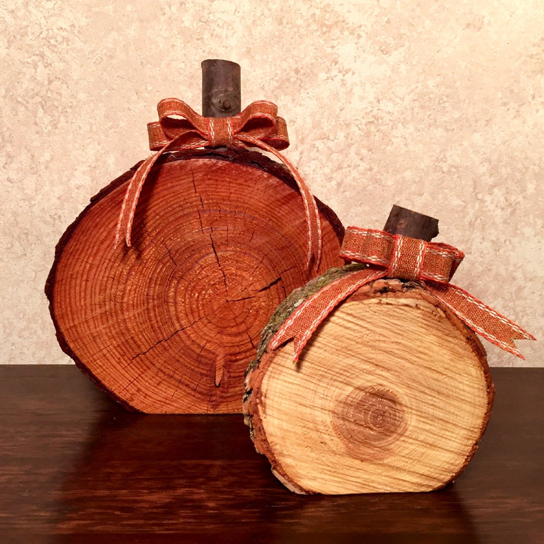 Pumpkin Tree Wood Logs With Bark, Table Top Wood Pumpkin Decor, Fall ...