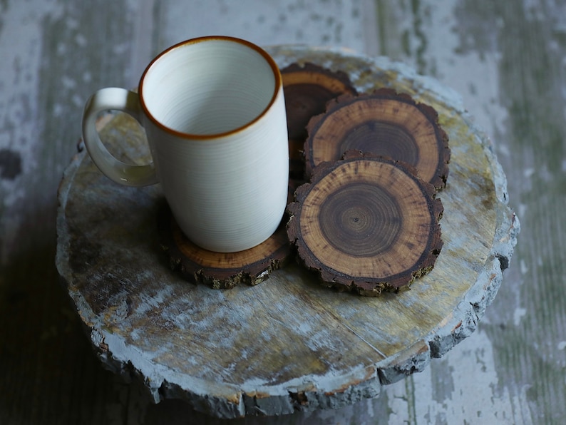Rare Walnut Tree Wood Coasters With Bark 4-pack - Etsy