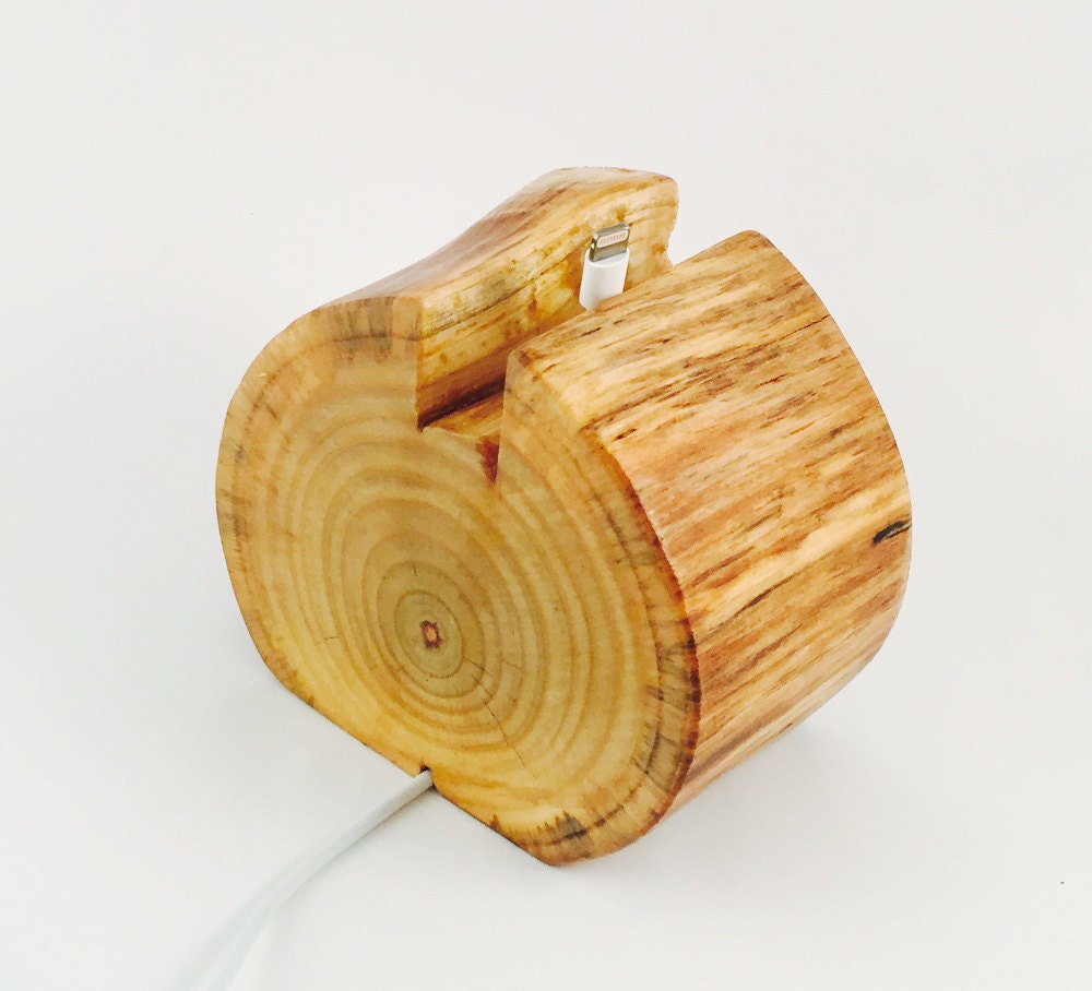 Barkless Tree Wood Cell Phone Holder & Charging Station | Etsy