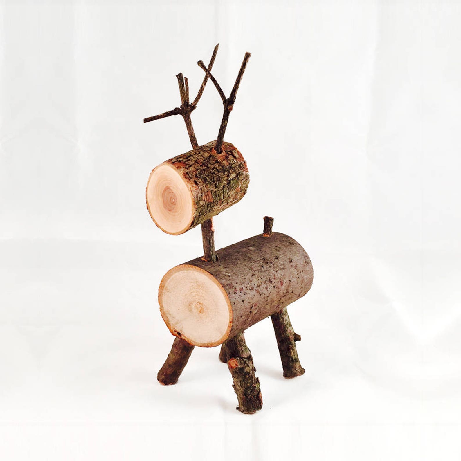 Wood Deer Decoration, Rustic Table Top Wood Deer, Handmade Wood Deer ...
