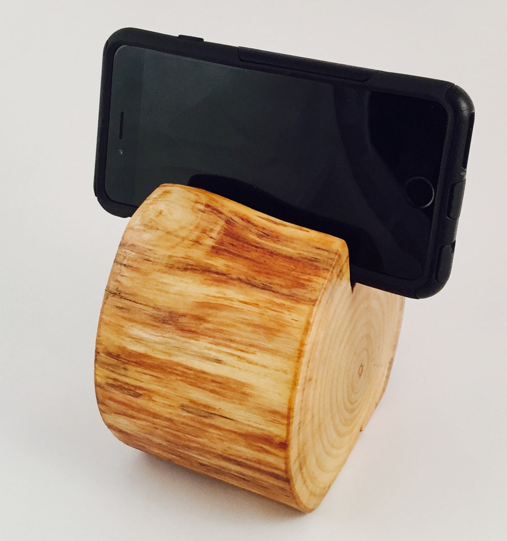 Barkless Tree Wood Cell Phone Holder & Charging Station | Etsy