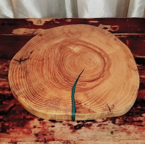 Round Tree Wood Barkless Cutting Board & Serving Tray With | Etsy
