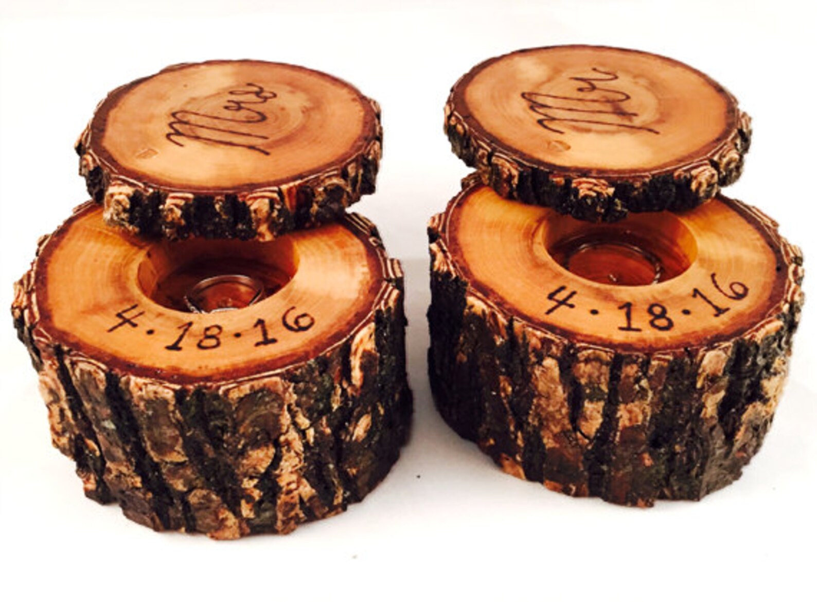 Tree Wood Ring Holder With Rotating Top Natural Wood Wedding - Etsy