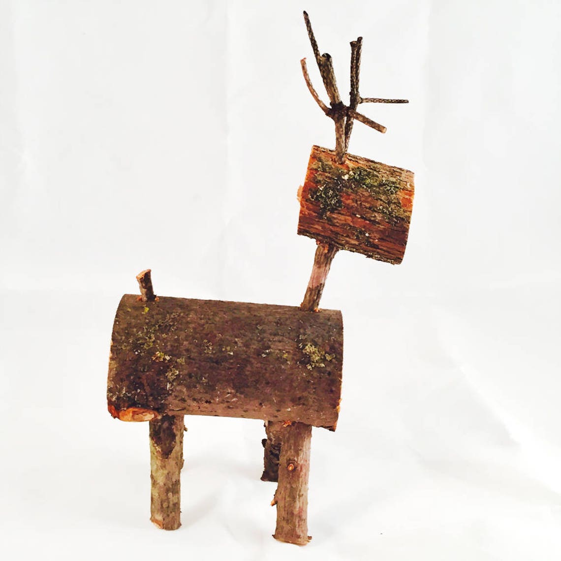 Wood Deer Decoration, Rustic Table Top Wood Deer, Handmade Wood Deer ...