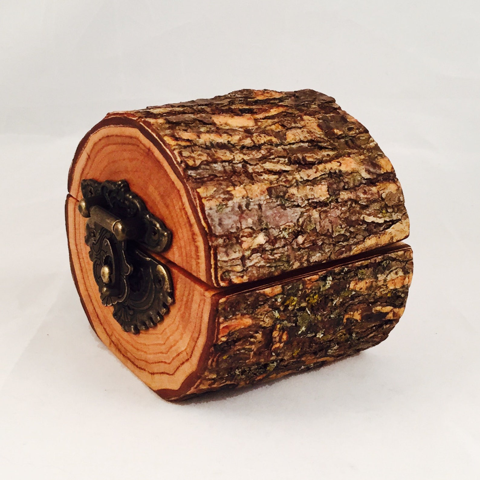 Natural Tree Wood Ring Holder With Flip Top & Hinge - Etsy