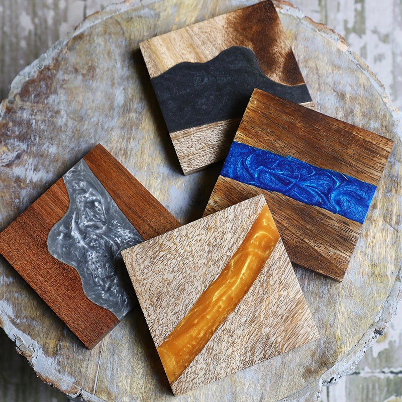 Wooden Resin Coasters - Etsy