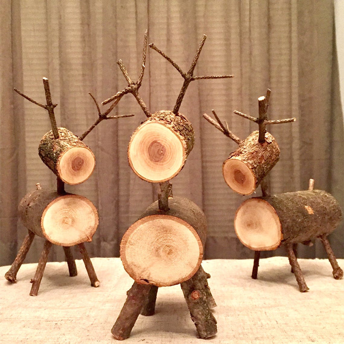 Wood Deer Decoration, Rustic Table Top Wood Deer, Handmade Wood Deer ...
