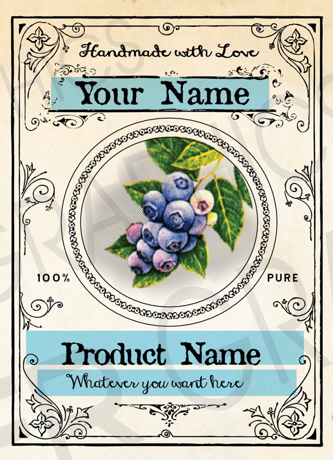 You Edit You Print Wild Huckleberry Label Idaho Huckleberries Labels ...