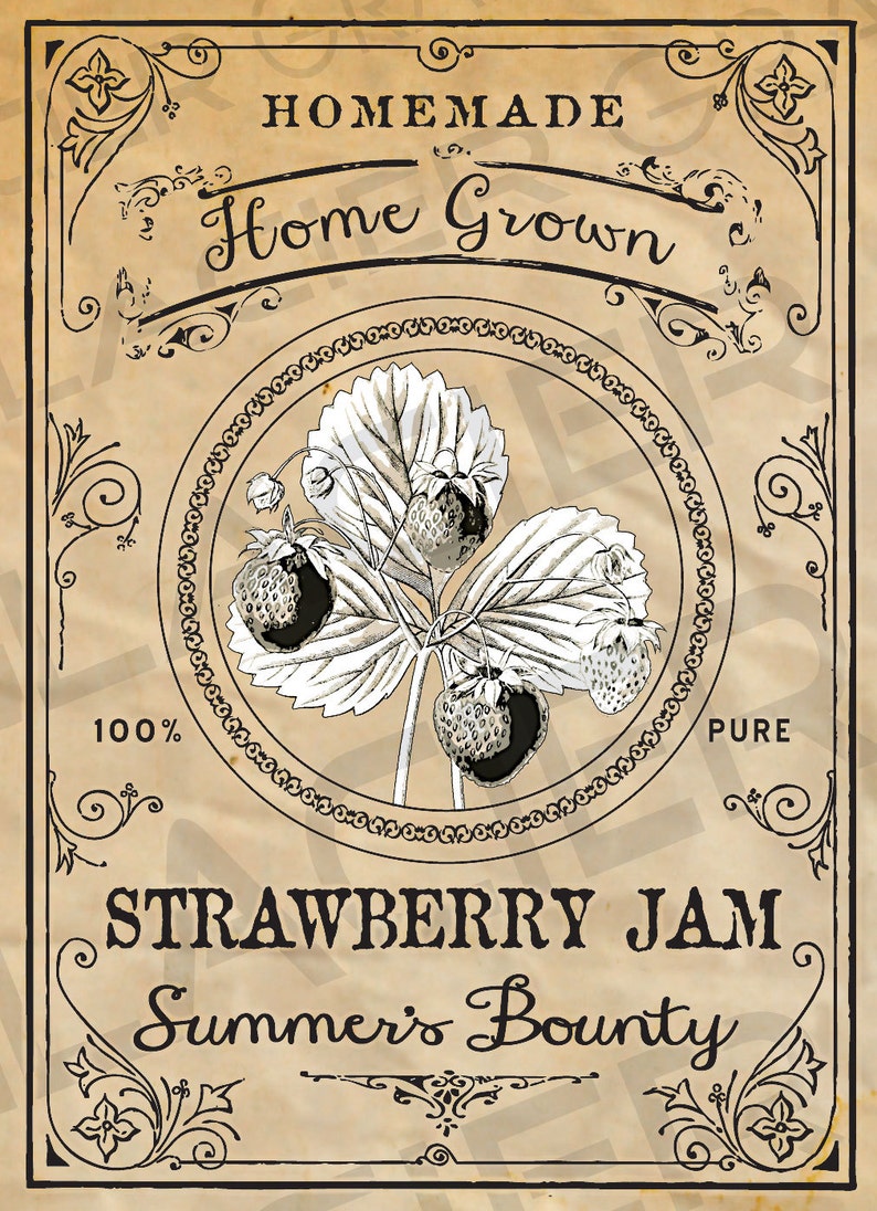 Dill Pickles Label Summer's Bounty Labels Digital Rustic | Etsy