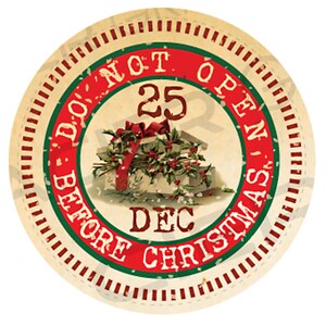 Printable Do Not Open Round Christmas Gift Printable Label Digital ...