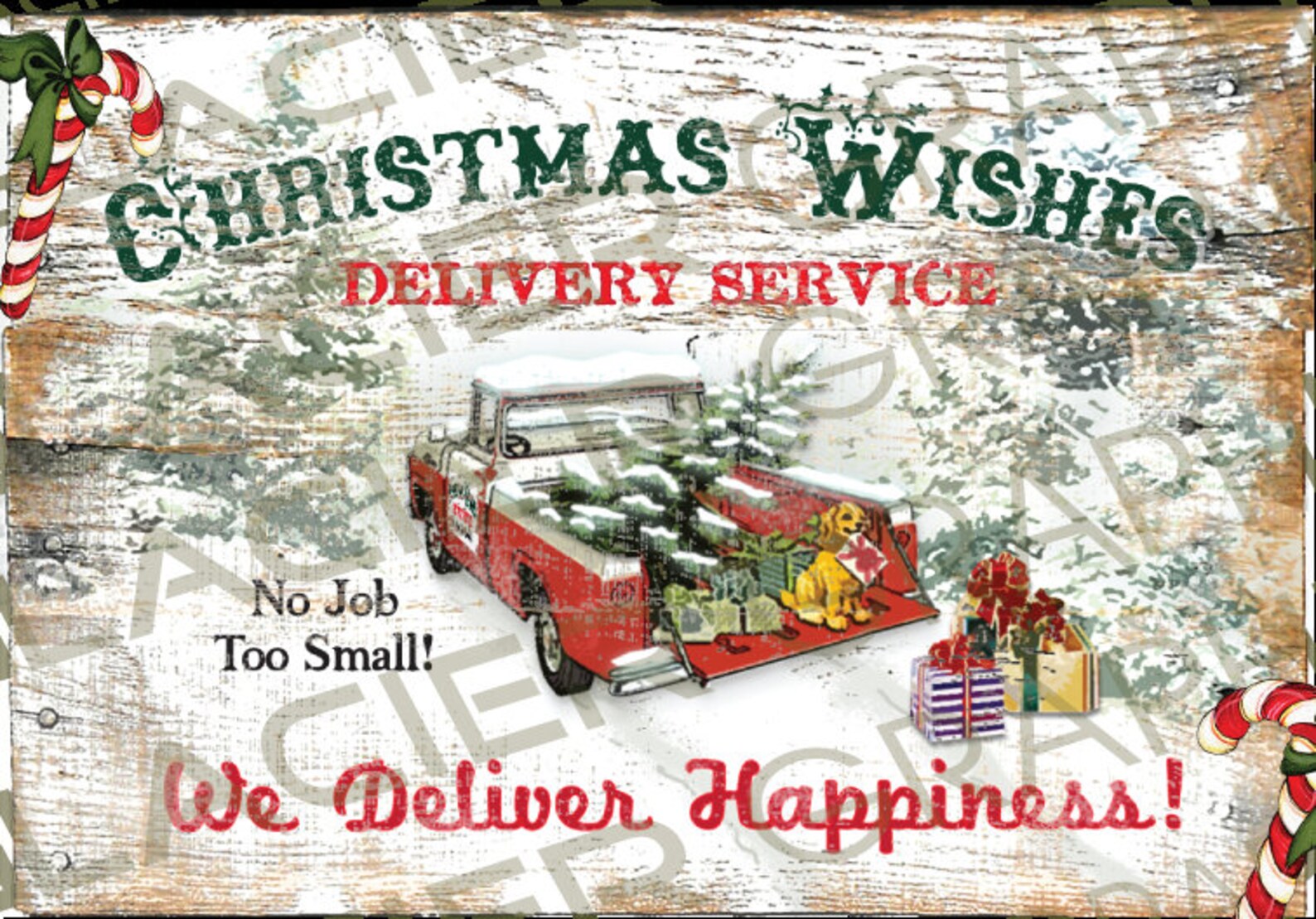 DIGITAL Christmas Wishes Delivery Service Sign 10.5" X 7.3" Country ...