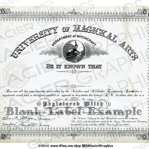 Dgital Blank Registered Witch Diploma YOU ADD TEXT Witch Diploma ...