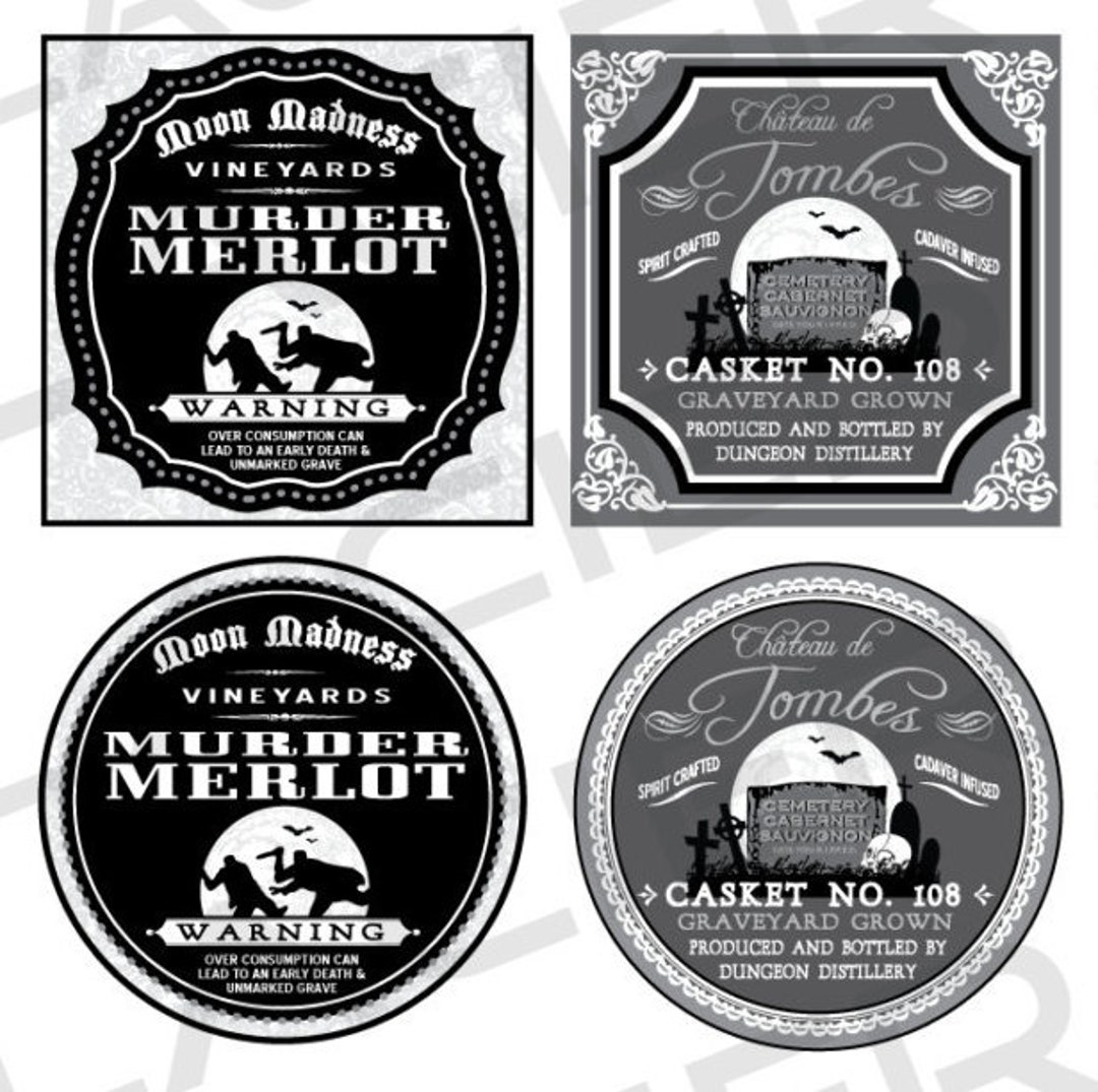 Digital Halloween Witch Wine Labels 2" Witch Charm Tag Halloween Potion ...