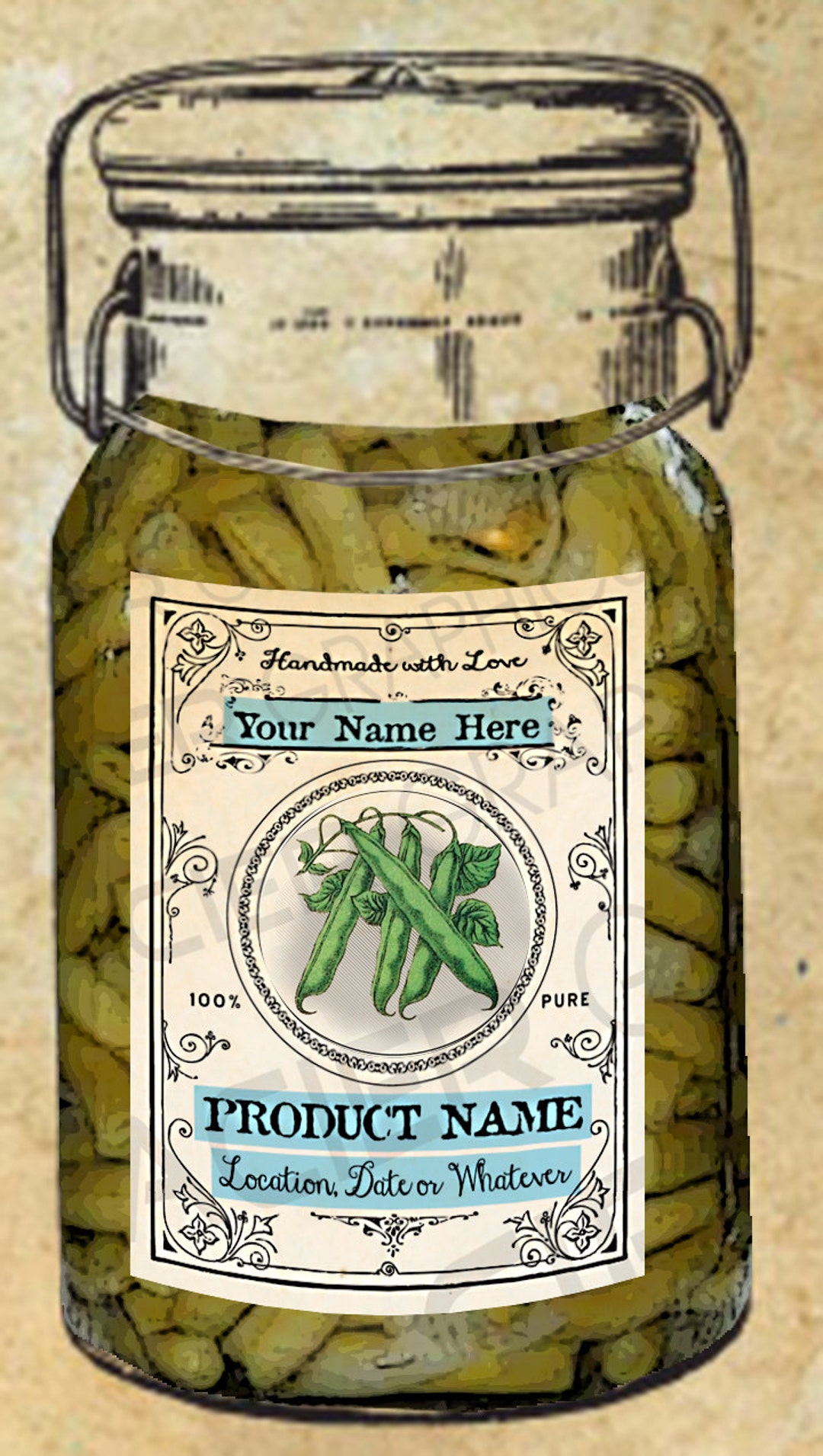 Green Beans Label Green Beans Canning Label Green Beans Tags EDITABLE ...