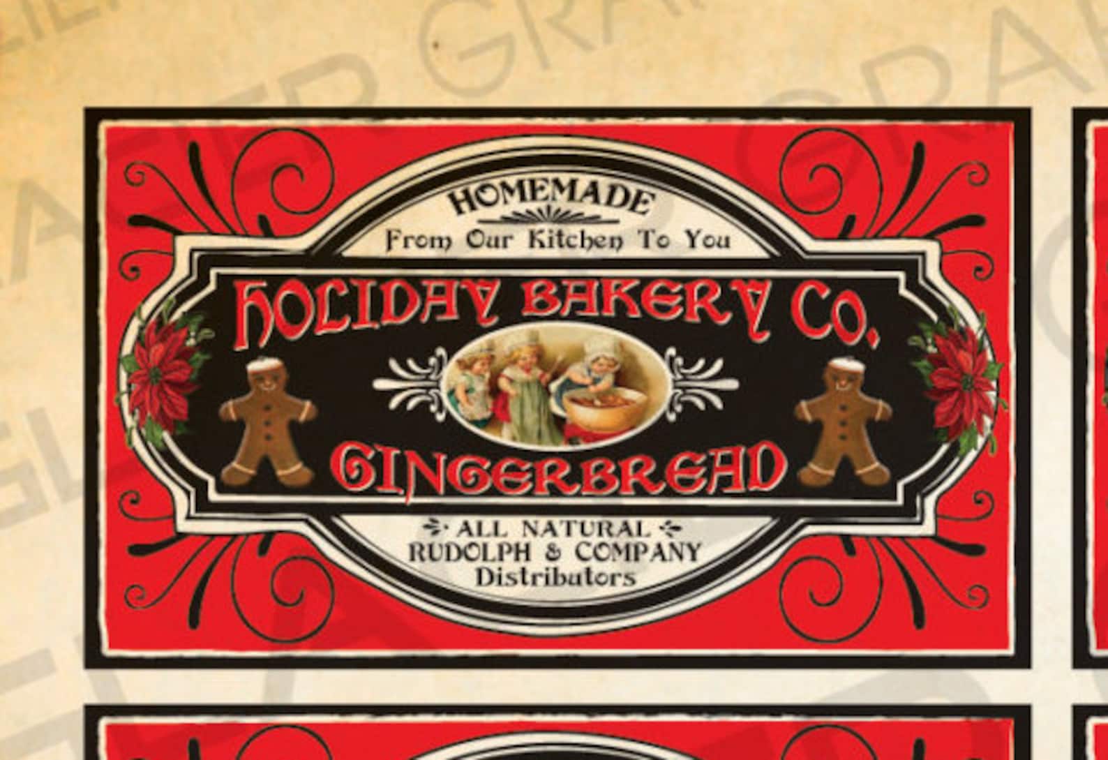 Gingerbread Christmas Label Christmas Printable Digital Download DIY ...