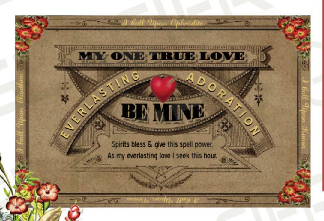 Love Spell Cards Vintage Witch Spell Cards Digital Download Valentine ...