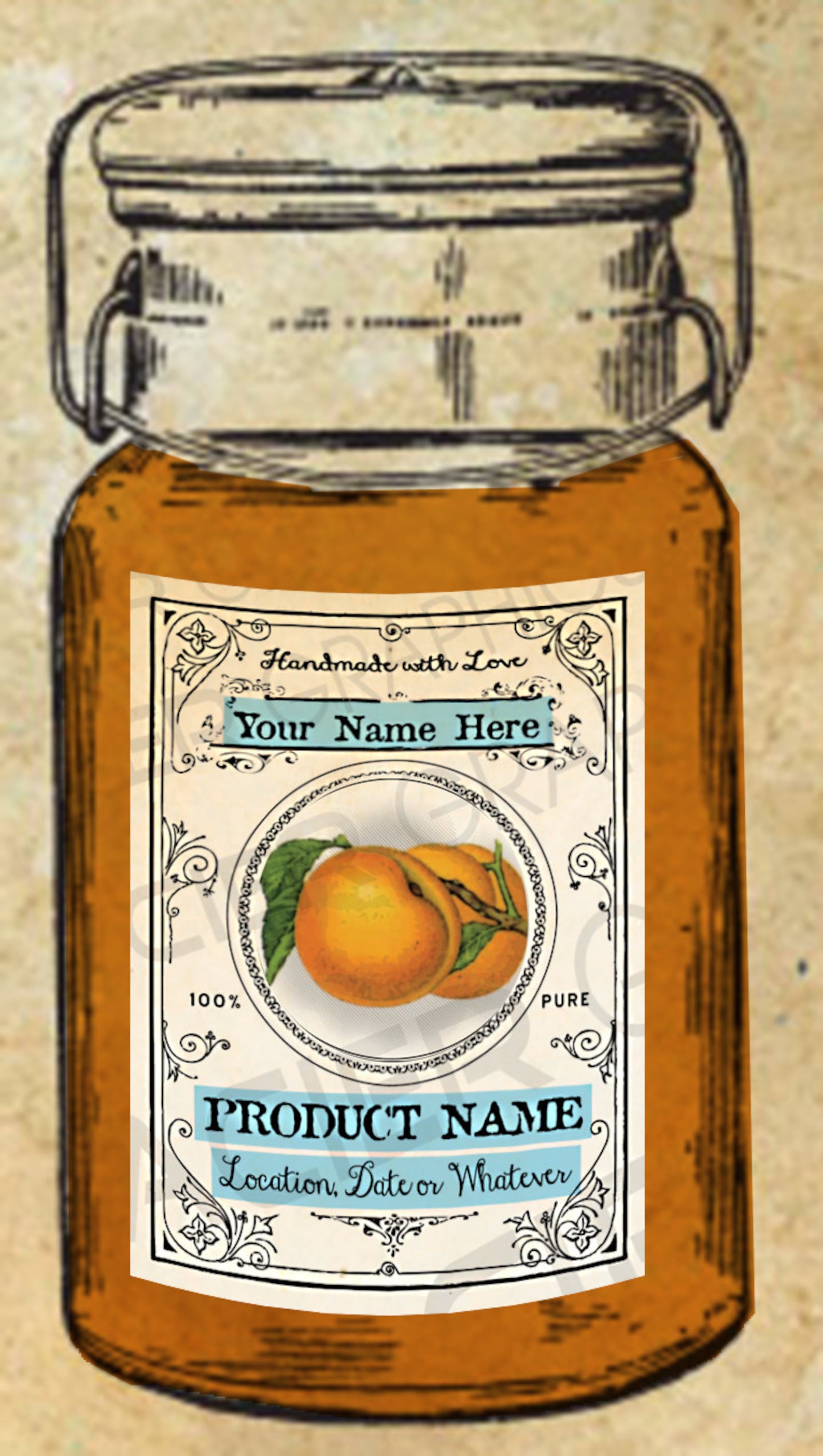 Apricots Label Canning Labels Download Apricot Canning Tags | Etsy