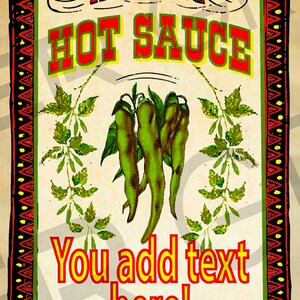 DIY Digital Homemade Hatch Green Chili Hot Sauce Label Gift Tag Bottle ...