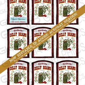 Dilly Beans Label Dilly Beans Canning Label Dilly Beans Tags EDITABLE ...