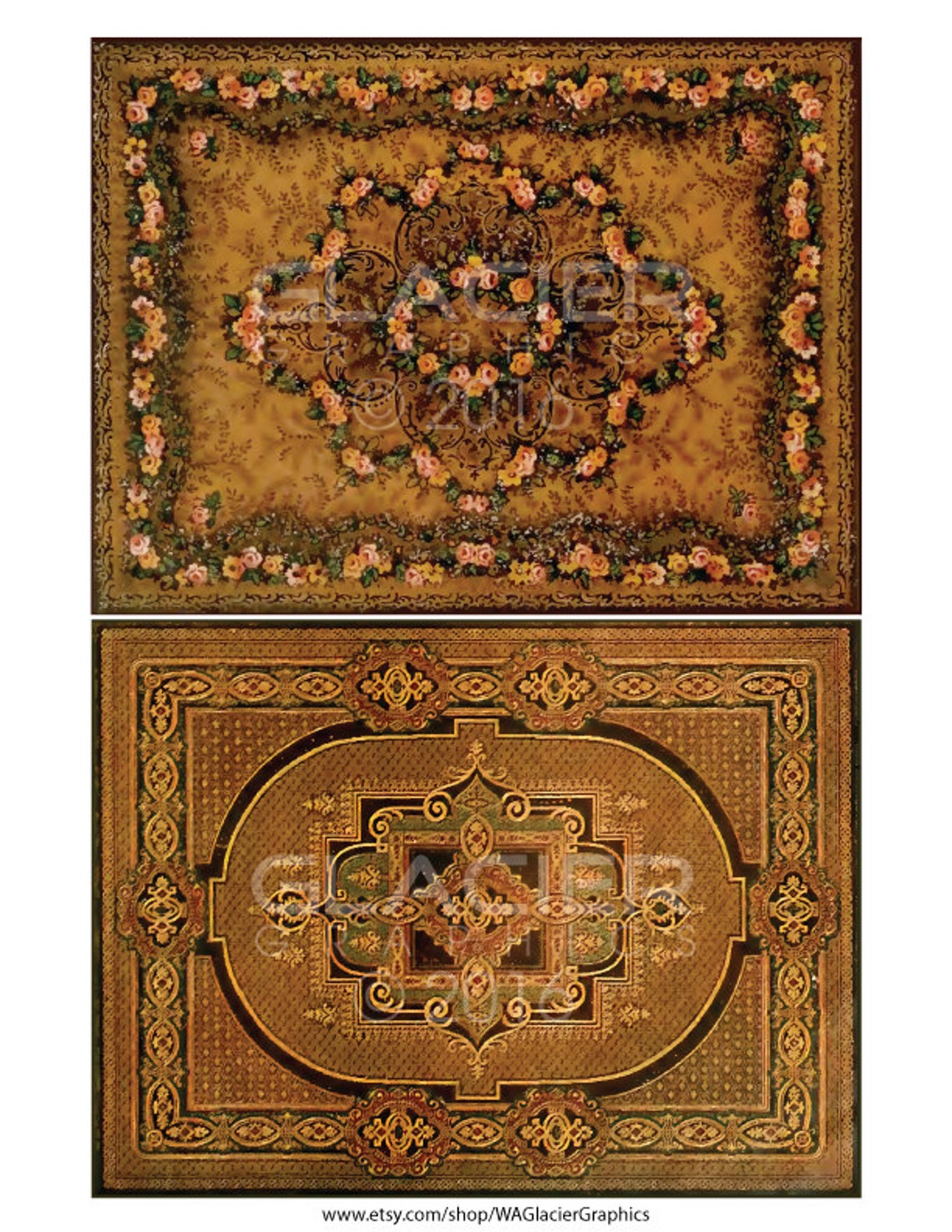 Printable Scrapbooking Paper VICTORIAN RUG PATTERN Vintage | Etsy