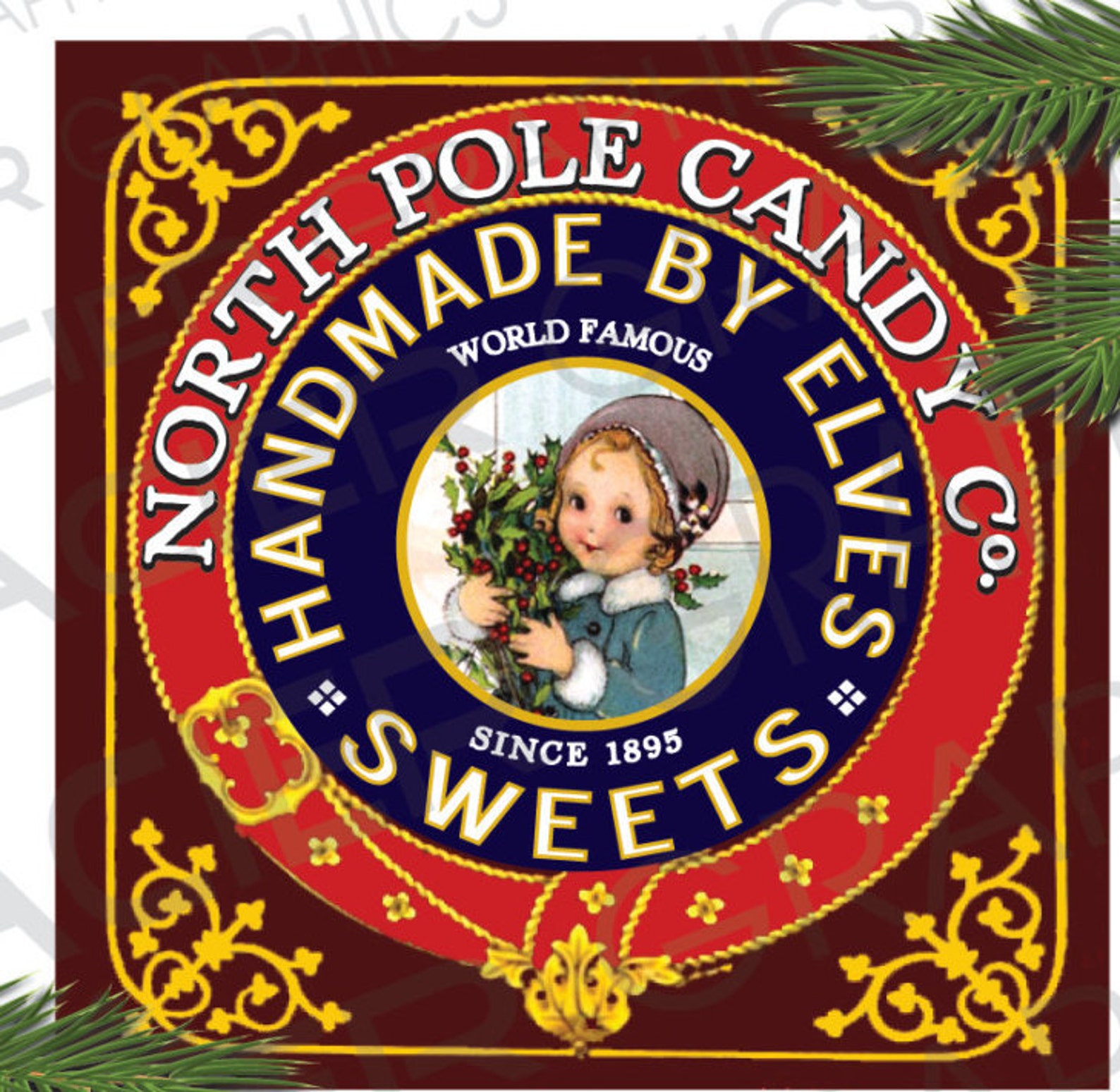 Christmas Printable Candy Label Vintage Instant Download North | Etsy