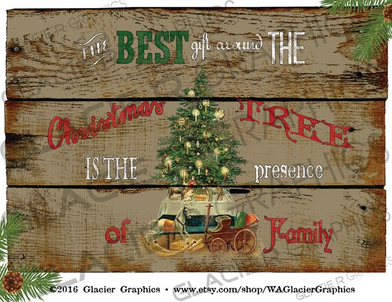 Country Christmas Tree Family Primitive Sign Digital Download | Etsy