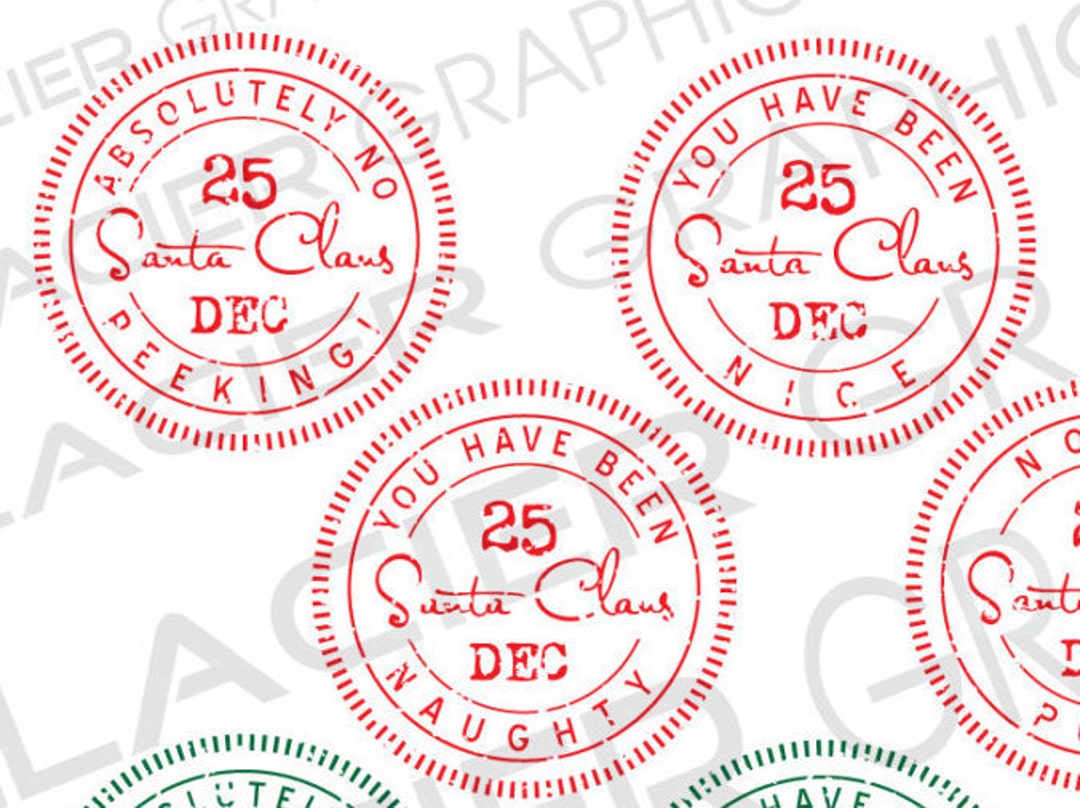 Printable Santa Christmas Postage Stamp Gift Labels Digital Stamp Gift ...