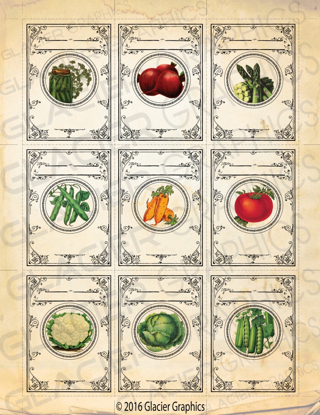 Digital Download Blank Vegetable Canning Labels Vintage Vegetable ...