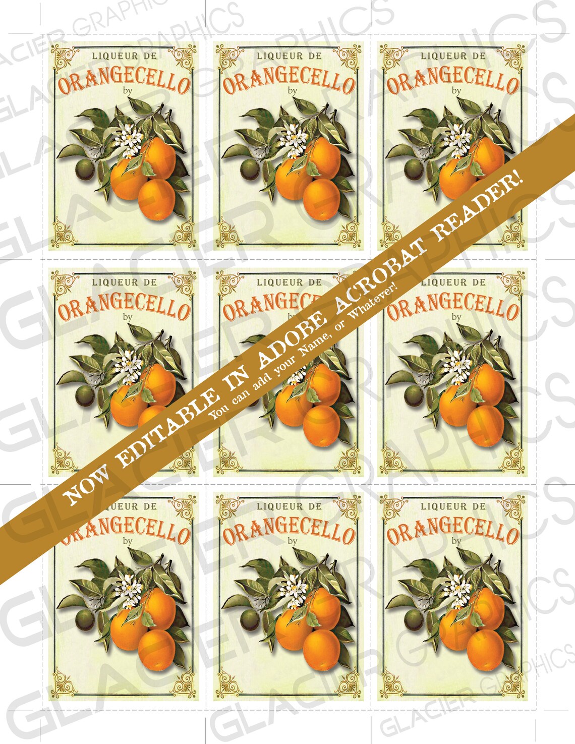 Orangecello Label Customizable Orangecello Bottle Label Orangecello ...