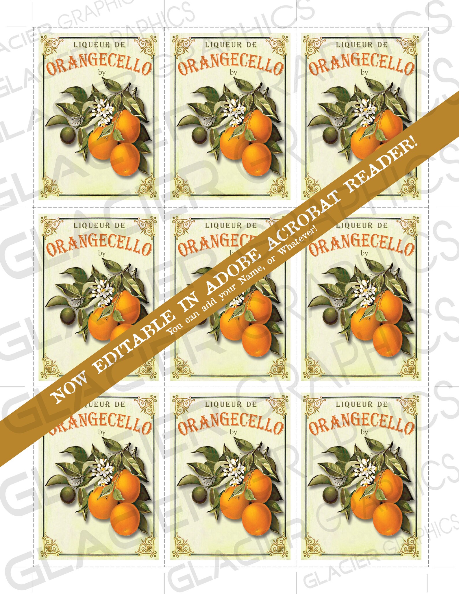 Orangecello Label Customizable Orangecello Bottle Label Orangecello ...