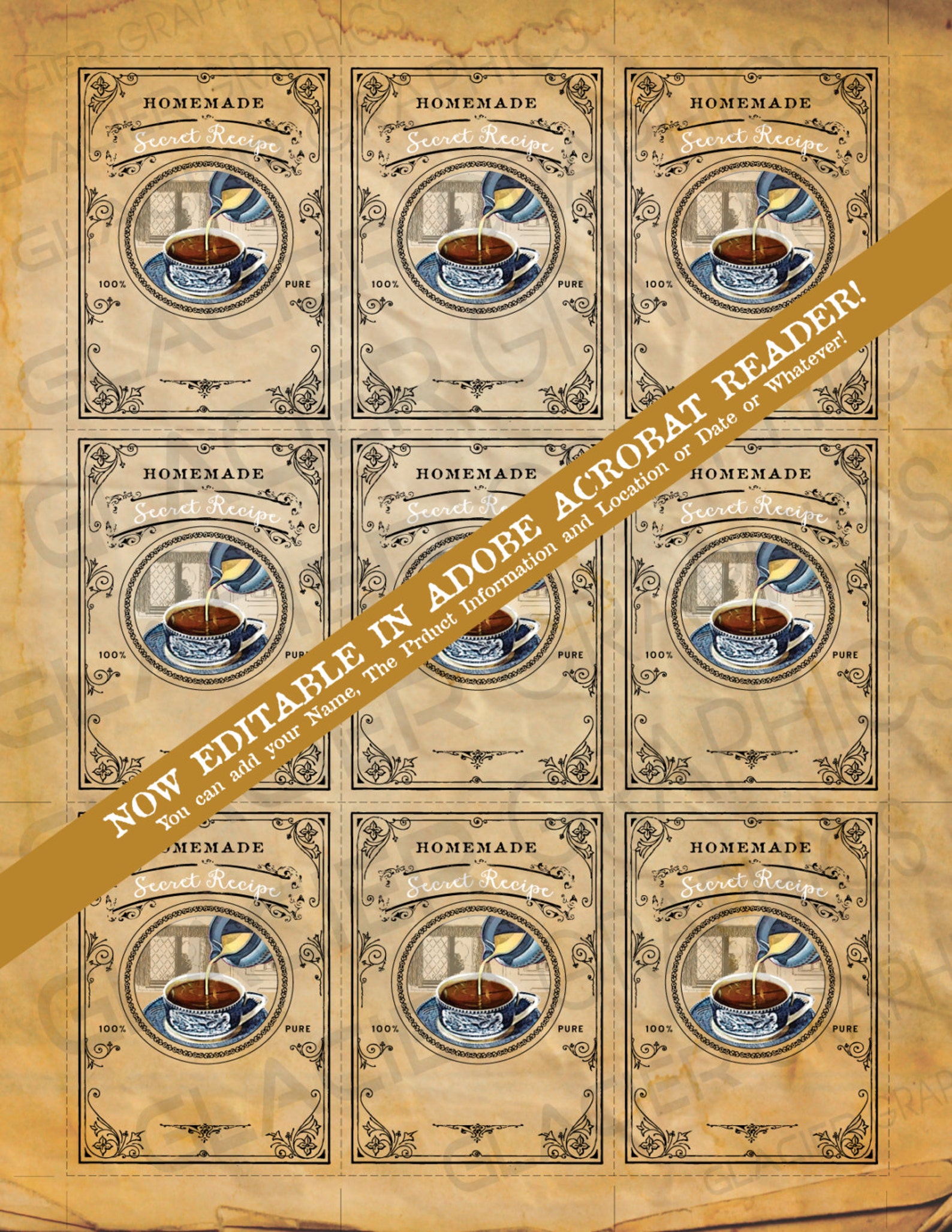 Homemade Coffee Creamer Label Editable Gift Tags Bottle Label Creamer ...