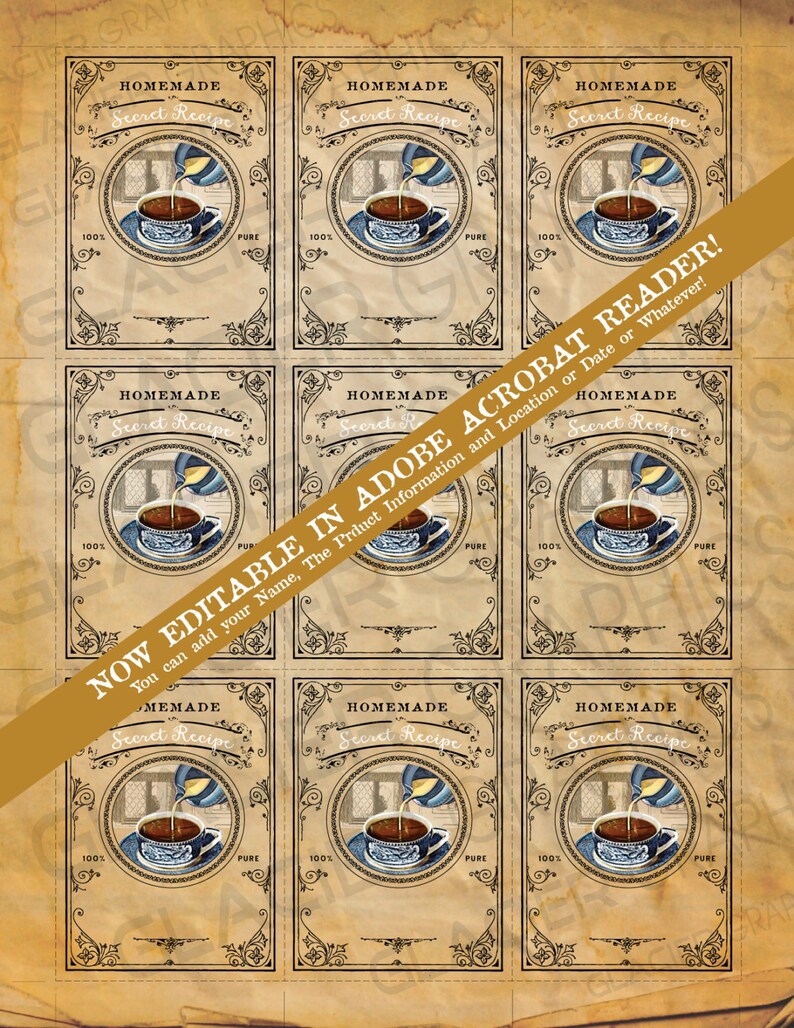 Homemade Coffee Creamer Label Editable Gift Tags Bottle Label | Etsy