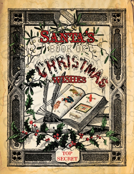 Christmas Wishes Book Cover Printable Vintage Digital Download - Etsy