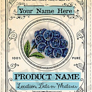Blueberry Label Blueberries Canning Labels Download Blueberry Tags ...