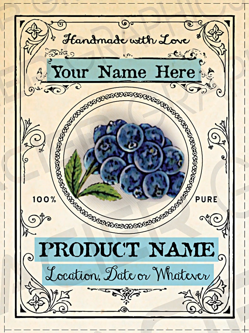 Blueberry Label Blueberries Canning Labels Download Blueberry Tags ...