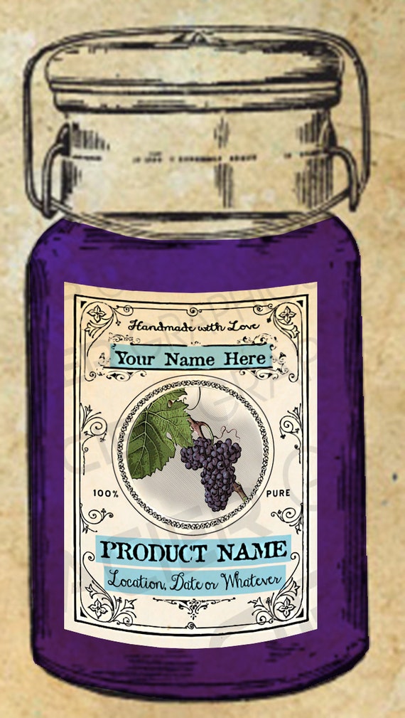 Grape Jar Label Grape Jelly Label Grape Canning EDITABLE | Etsy