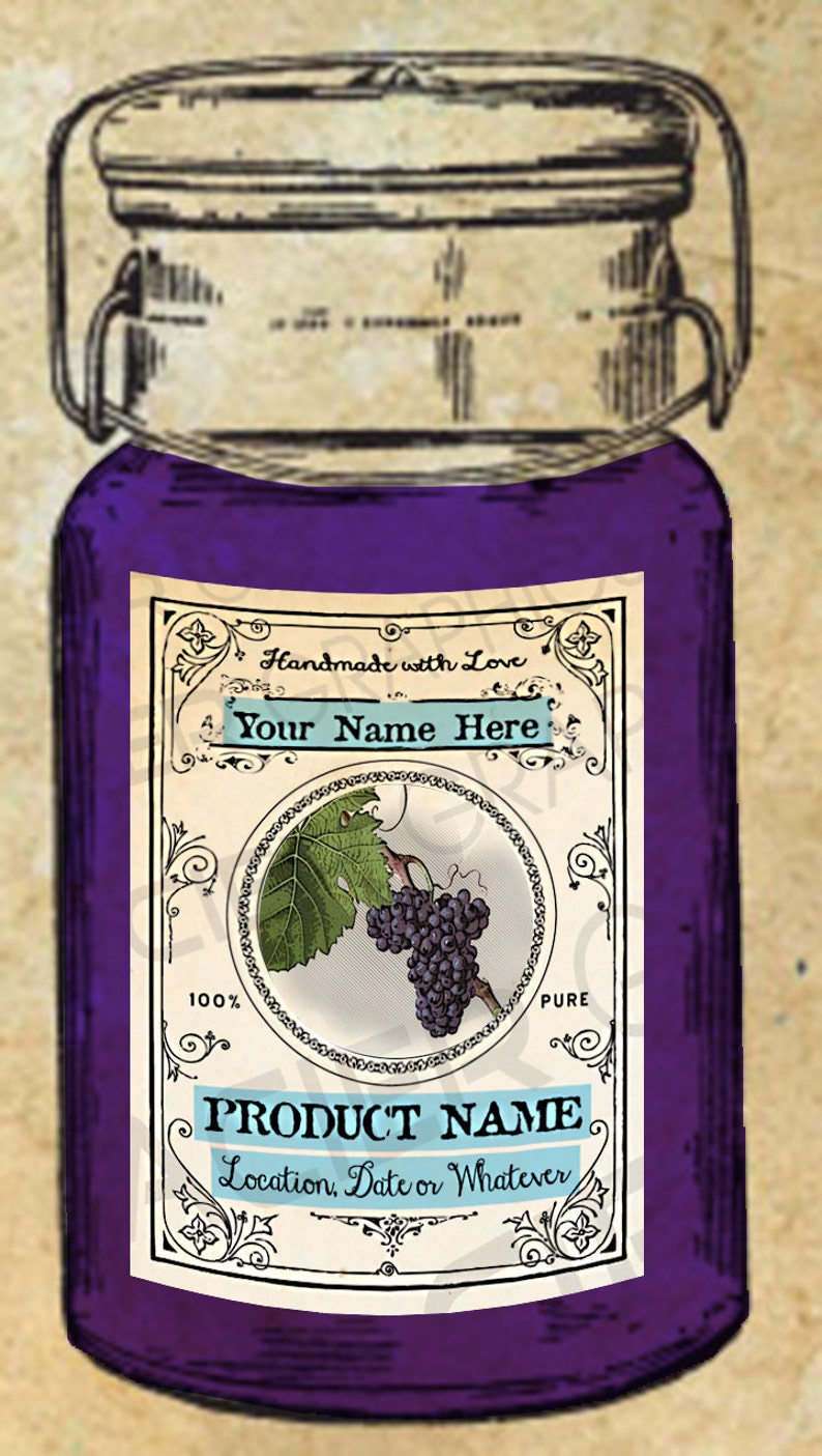 Grape Jar Label Grape Jelly Label Grape Canning EDITABLE | Etsy