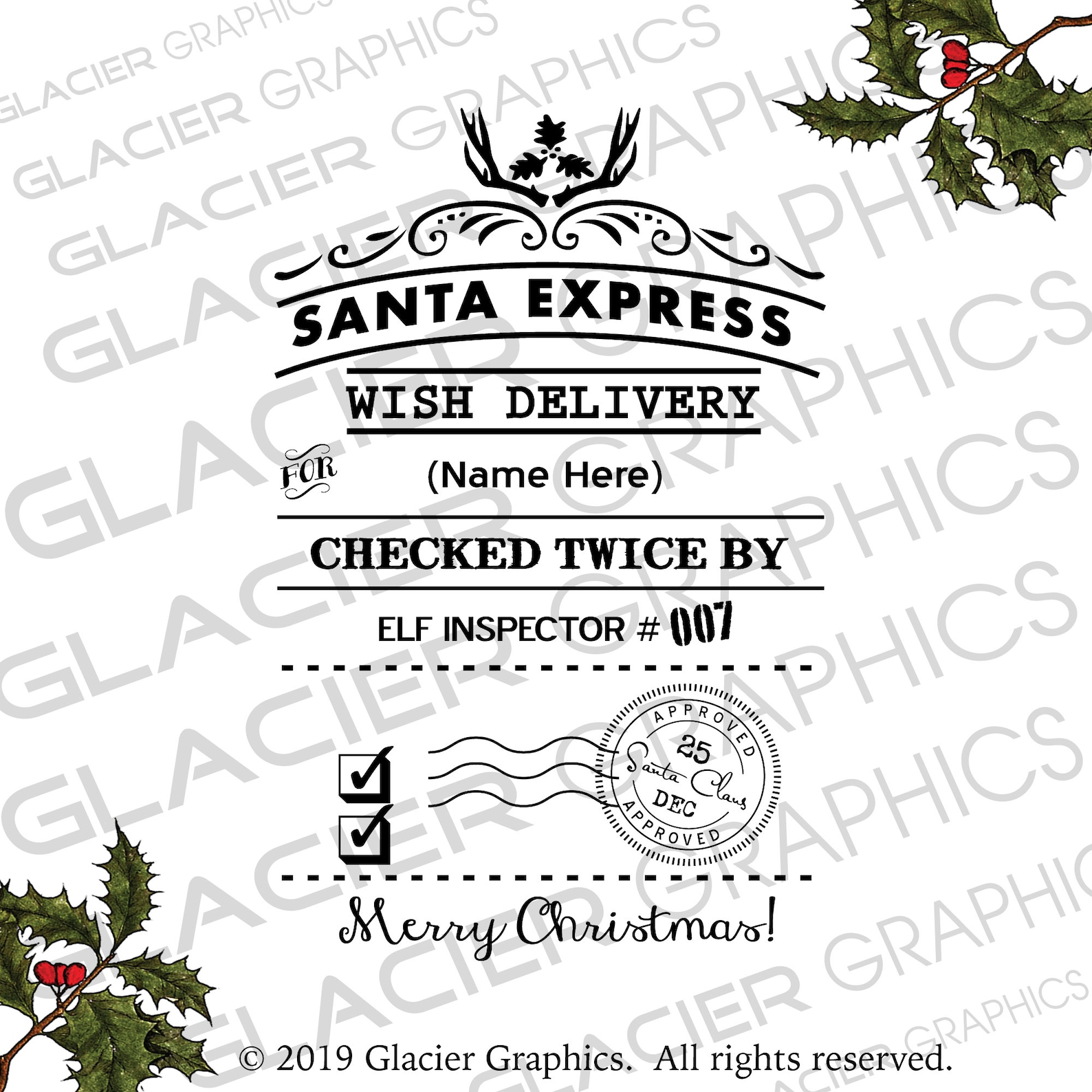 Digital Santa Express Delivery Christmas Gift Bag Stencil | Etsy